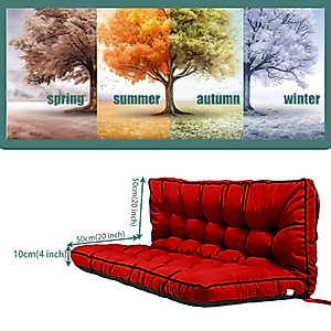 Sauqzoh Replacement Cushions for Swing, Swing Cushions 3 Seater Replacement, Waterproof Thicken Washable Pad Cushion for Outdoor Indoor Furniture Swing Patio (Big red, Swing Cushions 55inch)