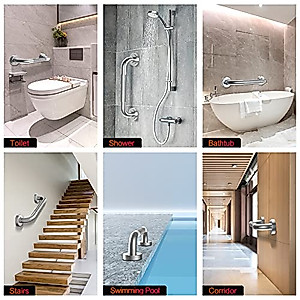 2 Pack 16 inch Anti-Slip Shower Grab Bars,SUS304 Stainless Steel Grab Rails for Bathrooms,Knurled Shower Safety Hand Rail,Bathroom Grab Bar,Handicap Bar Elderly Pregnant Injury Assist Bath Handle