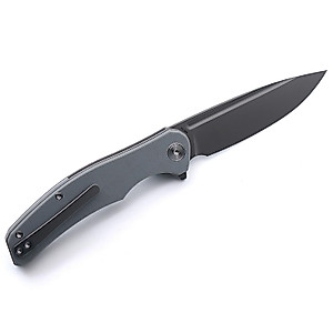 Miguron Knives M Velona Flipper Folding Knife 3.5" Small Version 14C28N Dark Grey PVD Blade Grey G10 Handle Pocket Knife MGR-8003DGS