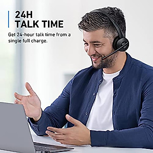 Anker PowerConf H500, Bluetooth Dual-Ear Headset with Microphone, Audio Recording and Meeting Transcription, AI-Enhanced Calls, Compatible with Video Conference Platforms, 24H Talk Time