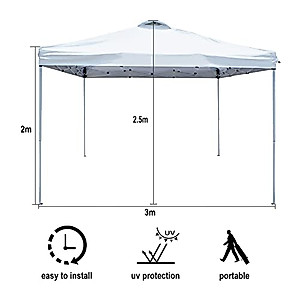 White 10x10ft Pop Up Tent Heavy Duty Gazebo,3 Height Adjustable Commercial Canopy Instant Shelter Outdoor Steel Frame Canopy,wtih Stakes/Ropes/Handle Bag,for Backyard Patio Garden