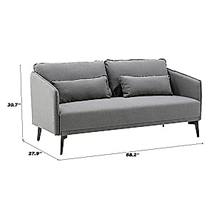 COSVALVE Grey Loveseat 59 inch Upholstered Couch, Small Spaces Modern 2-seat Sofa Fabric LoveSeat Grey Furniture for Living Room Bedroom Office Small Apartment,Metal Leg Loading 880LB