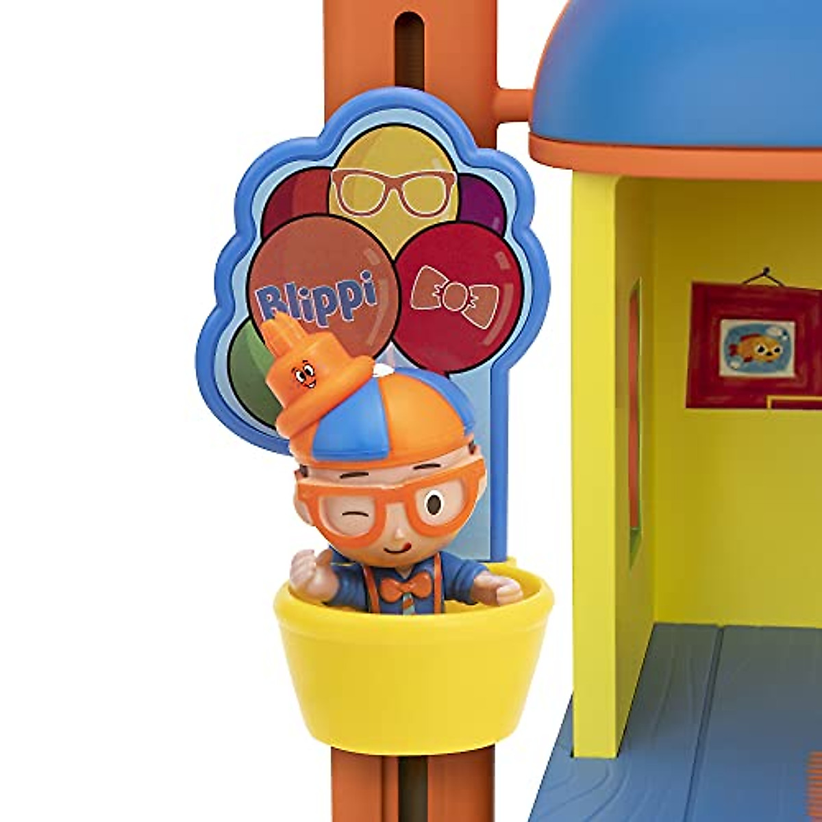 Blippi Ultimate Party Adventure, Deluxe Playset - Includes Exclusive Party Figure, Girl Figure, Playground Playset, 4 Accessories, Sounds, Working Balloon Basket Elevator - Amazon Exclusive