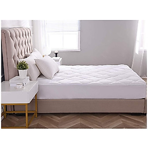 KASENTEX Deluxe Quilted Fitted Mattress Pad Queen Size - 13 Inch Deep Pockets - Brushed Microfiber - Down Alternative Fill, Cozy Breathable & Ultra Soft Protector