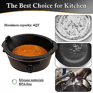 Kilrygh 4 QT Slow Cooker Liners, Silicone Crock Pot Liners fit Crock-Pot 4 Quart Oval Slow Cooker, Reusable Leakproof Silicone Crockpot Liner, Dishwasher Cleanable Crockpot Liner