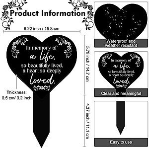 Memorial Grave Markers Heart Memorial Stake Sympathy Grave Plaque Stake Cemetery Garden Stake Memorial Acrylic Grave Stake Waterproof Memorial Plaque Garden Grave Decoration for Cemetery Outdoors Yard