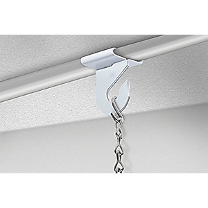 GlossyEnd Pack of 50 Pairs - High Strength Aluminum Two Piece Ceiling Hooks for Drop-Ceiling T-Bars, 50 Right and 50 Left, White Enamel Finish, Holds up to 15 lbs. 1" W x 1 ½"H