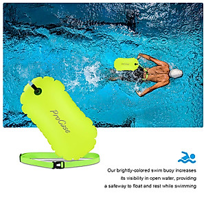 ProCase Swim Buoy Float, Swimming Bubble Safety Float with Adjustable Waist Belt for Open Water Swimmers, Triathletes, Snorkelers, Kayakers, Safe Swim Trainers -Neonyellow