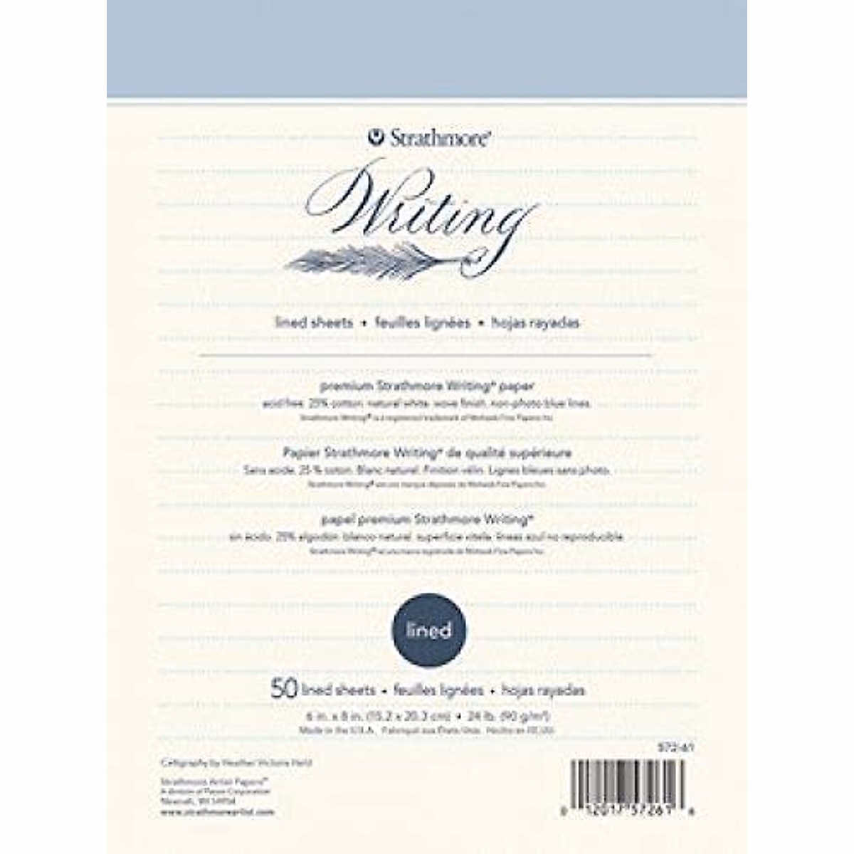 Strathmore 500 Series Lined Writing Paper Pad, 6x8 inches, 50 Pages (24lb/90g) - Professional Artist Paper