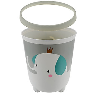 Waste Paper Basket Round Trash Can Cartoon Elephant Garbage Bin Plastic Waste Basket Garbage Container Rubbish Bin Holder for Home Office Kitchen Bathrooms