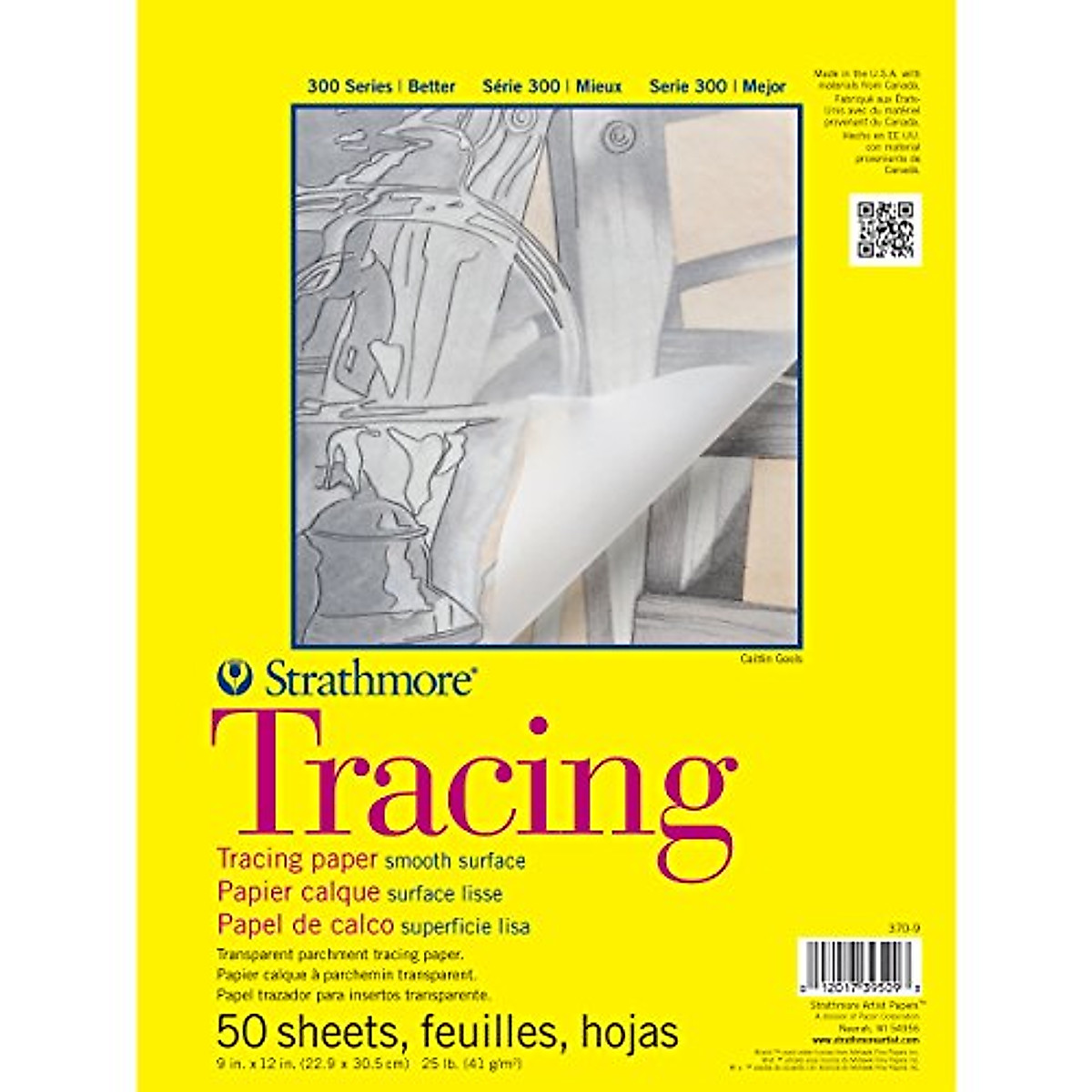 Strathmore 300 Series Tracing Paper Pad, Tape Bound, 11x14 inches, 50 Sheets (25lb/41g) - Artist Paper for Adults and Students