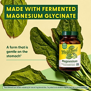 MegaFood Magnesium - Supports heart & nervous system - Magnesium Supplement with fermented Magnesium Glycinate - Vegan, Gluten-Free, Non-GMO and Kosher - Made Without 9 Food Allergens - 60 Tabs