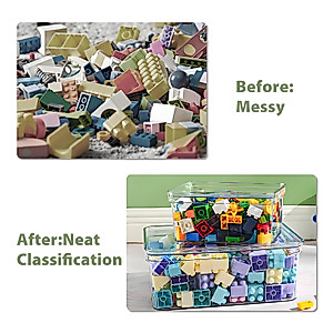 NDETN Clear Toy Storage Bins, Small Storage Containers with Lids, Small Plastic Storage Bins, Toy Organizers and Storage Bin, Clear Containers for Organizing (2 Pack)