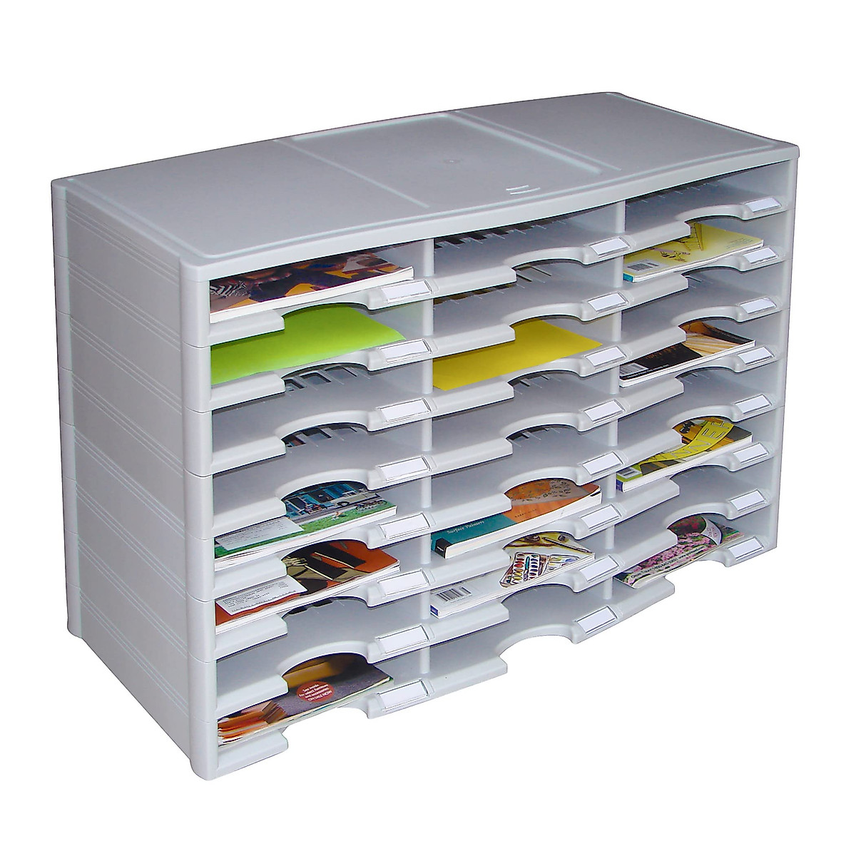Storex 24 Compartment Literature Organizer, Gray