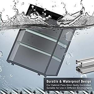 OgonbrickMedicine Cabinets 60 X 30 LED Lighted Bathroom Medicine Cabinet Four Doors Surface Wall Mounted with Anti-fogger 3 Color Lights Dimmable Brightness Big Modern Medicine Cabinet Black