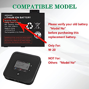 5040mAh W-20 Battery Replacement for Netgear Nighthawk 5G WiFi 6 Mobile Hotspot, AT&T Netgear Nighthawk M5 MR5000 MR5100 MR5200 MR5200-100EUS Mobile Hotspot Router, Model No: W-20