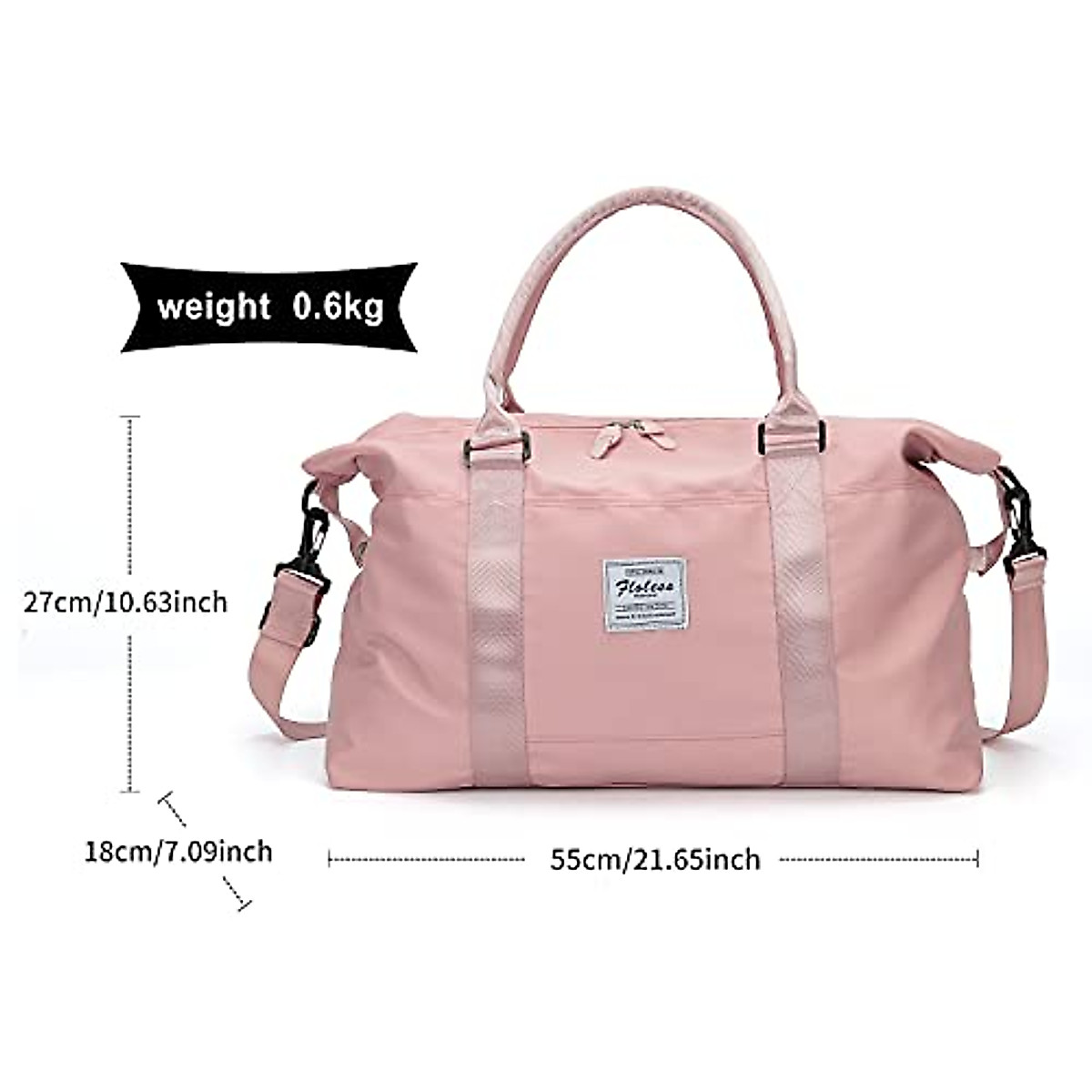 HYC00 Travel Duffel Bag, Sports Tote Gym Bag, Shoulder Weekender Overnight Bag for Women,Pink