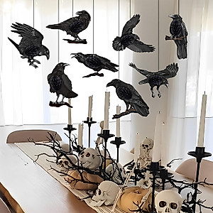 Halloween Black Crows Decorations Honeycomb Paper Cutouts Halloween Tree Hanging Decorations Bird Raven Banner Garland Centerpiece for Halloween Birthday Baby Shower Wedding Party Supplies (Raven 10P)