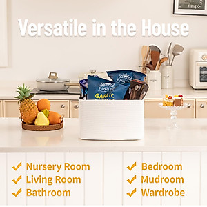 SIXDOVE 4 Pack Storage Baskets for Organizing Toys, Towels, and Clothes, Woven Basket for Shelves, Sturdy Nursery Cube Bins for Storage, 13''L x9''W x7.8''H, White