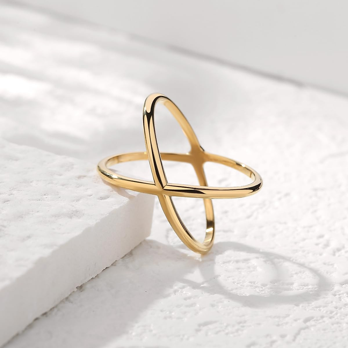 Kaydenana Gold X Ring Criss Cross Rings for Women Skinny Eternity Silver Fashion Statement Stainless Steel High Polished Enhancer Finger Knuckle Jewelry Gifts