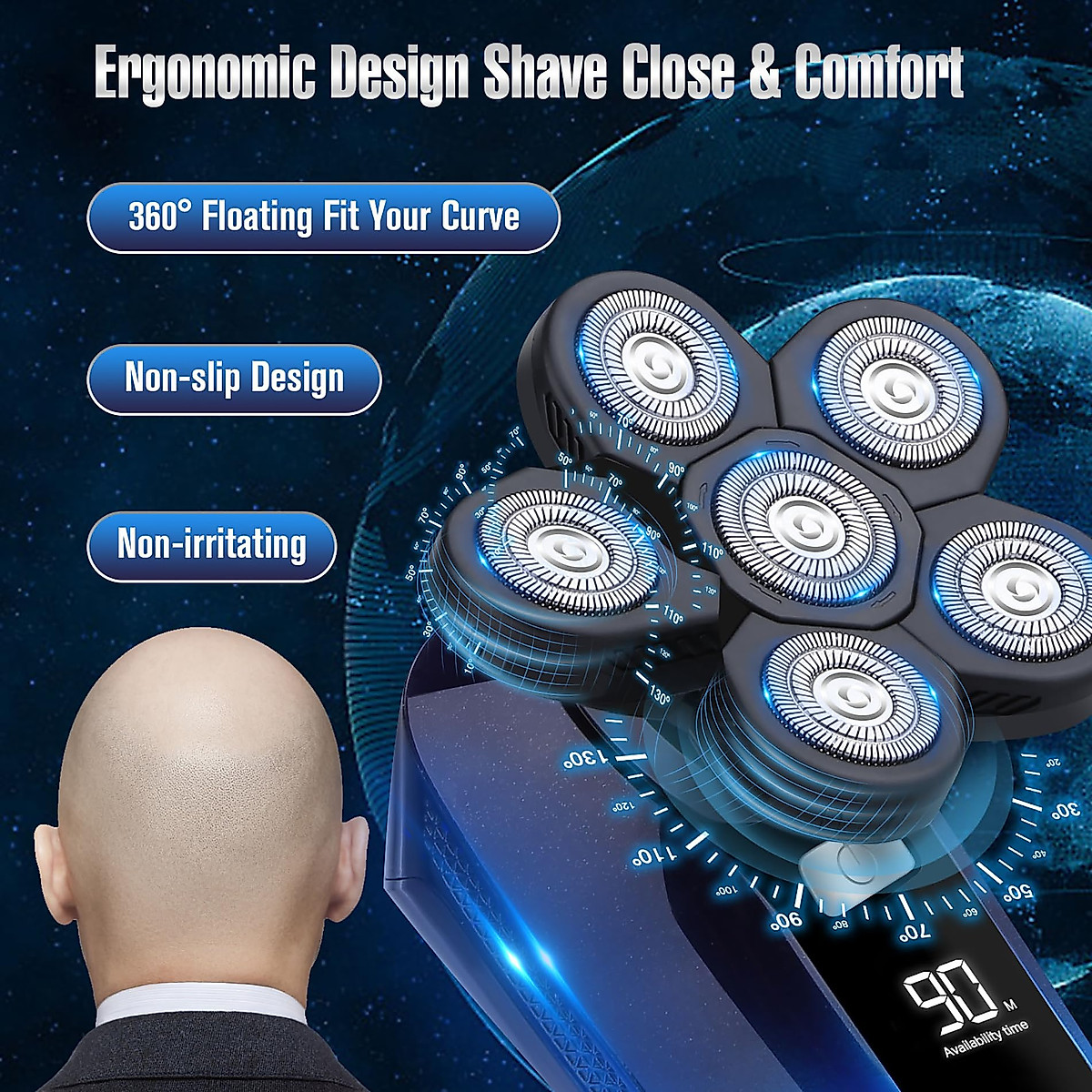 CoSuiovei Head Shaver for Bald Men,6 in 1 Electric Shavers for Bald Head Cordless, Waterproof Wet Dry Mens 6 Heads Electric Razor for Shaving, Man Rechargeable Facial Shaver Rotary Face Hair Razor