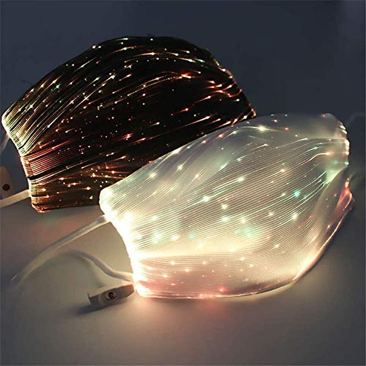 Red Urchin 7 Color Lights LED Light Up Face Mask Glowing Luminous Dust Mask for Party Festival Rave Dancing Includes Rechargeable USB Battery (Black)