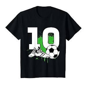 Kids 10th Birthday Boys 10 Years Soccer Football Player Birthday T-Shirt