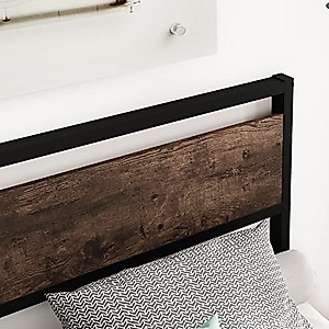 TXIYEAN Headboard Only Sturdy Wood Headboard with Metal Slat Rustic Headboard Easy Assembly, Twin, Twin XL/Queen/King (Queen)