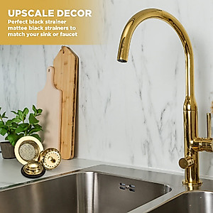 3 Pieces Kitchen Sink Stopper Strainer Garbage Disposal Plug, Stainless Steel Universal Anti-Clogging Filter, Sieve Basket Strainer, Wide Rim for Drain (Light Gold)