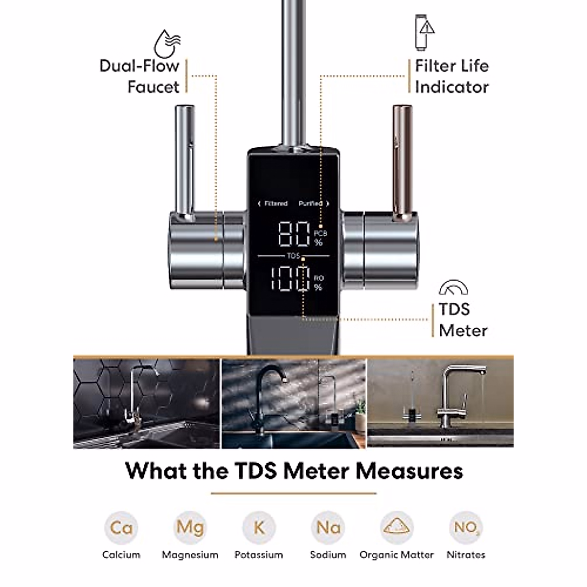 Brio AQUUS TROE600COL Reverse Osmosis Water Filtration System, 4-Stage Tankless RO Water Filter System for Under Sink, 600 GPD, 1.5:1 Pure to Drain, Reduces TDS, Smart Faucet, USA Support, Black