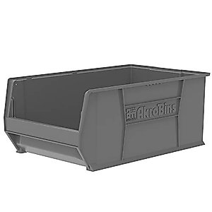 Akro-Mils 30290 Super-Size AkroBin Heavy Duty Stackable Storage Bin Plastic Container, (30-Inch L x 18-Inch W x 12-Inch H), Gray, (1-Pack)