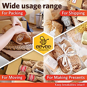 Honeycomb Packing Paper Sheets for Moving 12” x 12” Wrapping Paper Packing Sheets Honeycomb Bubble and Foam Wrap for Shipping Eco Friendly Packing Supplies for Moving 50 Pack