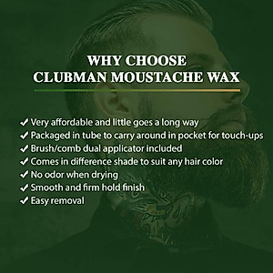 Clubman Pinaud Moustache Wax with Comb Applicator, For Styling & Color Enhancement, Brown, 0.5 Oz (Pack of 3)