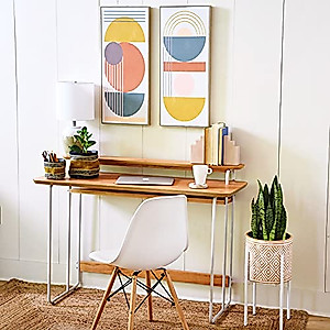 Main + Mesa Woven Jute Baskets with Liner, Black/Mustard, Set of 2 Sizes