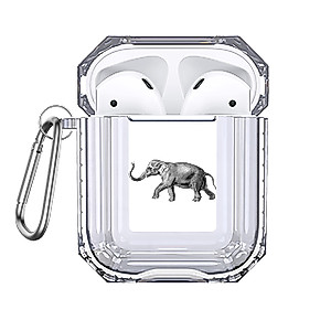 Elephant Case For AirPods 2 Pro with Keychain Protective Clear Sketch Case With Carabiner For AirPods 3 AP11