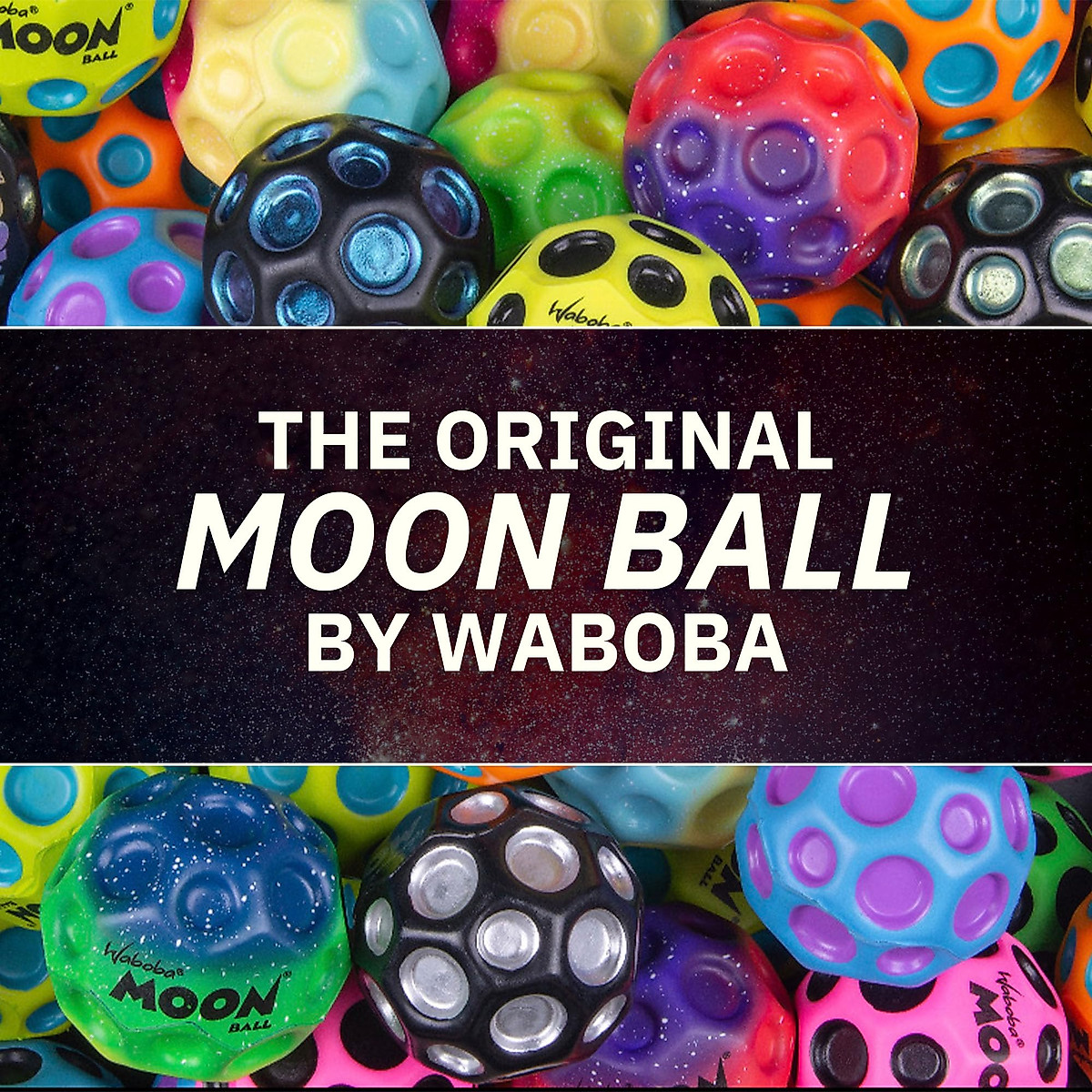 Waboba Moon Ball - Super High Bouncing Ball - Neon Coloured Indoor and Outdoor Ball Ages - Make Pop Sounds - Easy to Grip, Blue - (65 mm