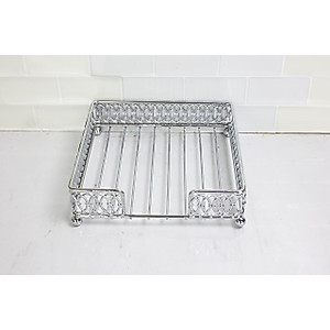 Home Basics Chrome Plated Steel Infinity Collection Flat Napkin Holder Organizing Stand, Elegant Design, Silver Chrome