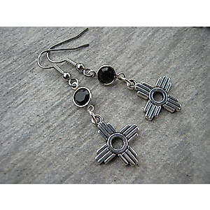 Zia Sun Birthstone Earrings, Personalized Four Directions Jewelry