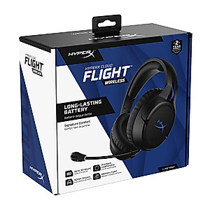 HyperX Cloud Flight – Wireless Gaming Headset for PS5 and PS4, Up to 30-hour battery, Memory foam ear cushions and premium leatherette, Noise-Cancelling Microphone with LED Mic Mute