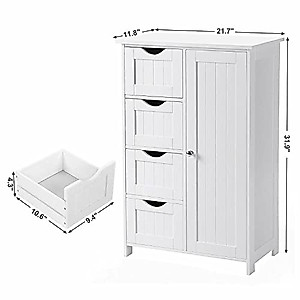 MAXCBD Nightstand Bedside Table Drawer Cabinet Bathroom Storage Cabinet 4 Drawers and 1 Adjustable Shelf Cabinet Home Furniture Clean Lines and Simple Silhouette Add Elegance Storage Tower Dresser