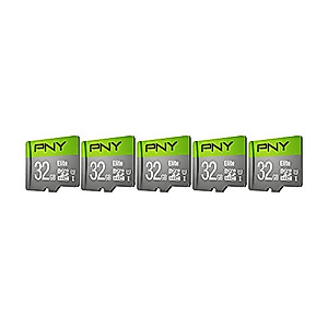PNY 32GB Elite Class 10 U1 microSDHC Flash Memory Card 5-Pack - 100MB/s, Class 10, U1, Full HD, UHS-I, Micro SD