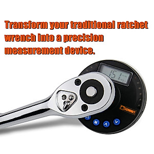 Summit Tools 1/2 inch Digital Angle Torque Adapter, 12.5-250.7 ft-lbs Torque Range, 1-360° Angle Range, Buzzer and Sequential LED Indicator, 50 Memroy Slots (AD4-340CN), Blue