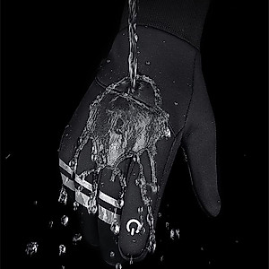 Rocking horce Winter Waterproof Warm Gloves Men Women Touch Screen Lightweight Windproof Gloves for Running Cycling Driving and Outdoor Work (Black, X-Large)