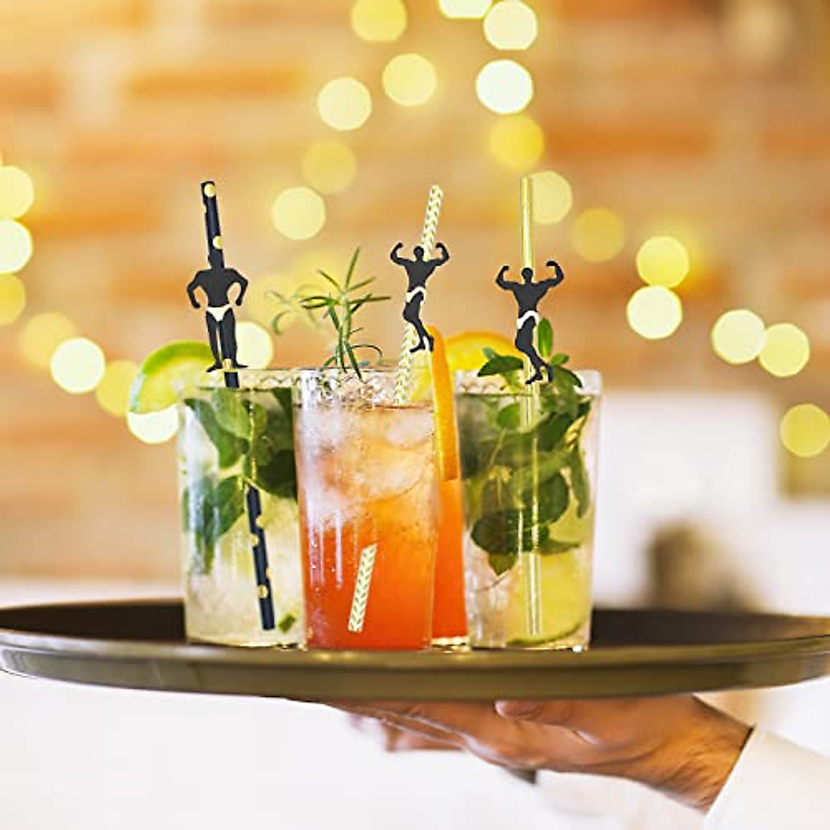 Bachelorette Party Straws, 30 PCS Party Favors Naughty Gold Straws Disposable Drinking Paper Straw Dancing MEN Confetti Party Supplies for Girls Night Ladies Bridal Shower