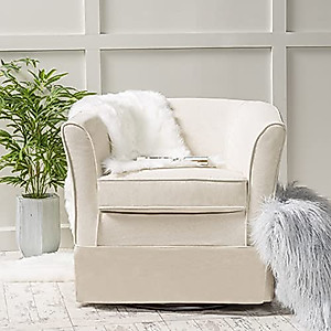 Christopher Knight Home Cecilia Swivel Chair with Loose Cover, Natural Fabric, Dimensions: 28.74”D x 27.50”W x 27.17”H
