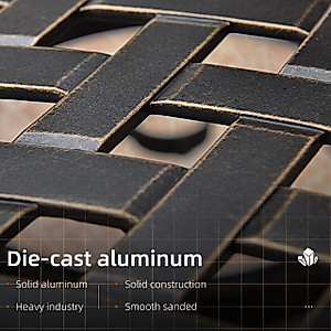 PURPLE LEAF Patio Dining Set Cast Aluminum 5-Piece Patio Furniture Set with 4 Dining Armchairs and 47" Round Table, 4 Cushions Included, for Lawn Yard Garden, Rhombic Brick Red Outdoor Dining Set