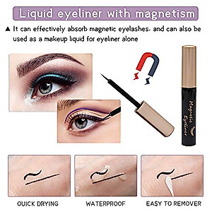UNIWIN Magnetic Eyelashes with Eyeliner, Magnetic Eyeliner and Magnetic Eyelashes Kit, 5 Pairs Reusable 3D Natural Look, False Lashes Magnetic with Tweezers (No Glue Needed)