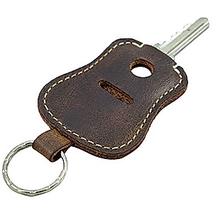 Hide & Drink, Leather Guitar Keychain/Key Holder/Keychain With Pouch for Most Used Key/Keychain for Musicians, Handmade :: Bourbon Brown
