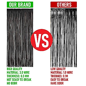 Dazzle Bright 2 Pack Black Backdrop Curtain, 3FT x 8FT Metallic Tinsel Foil Fringe Curtains Photo Booth Background for Baby Shower Party Birthday Wedding Engagement Bridal Shower Decorations