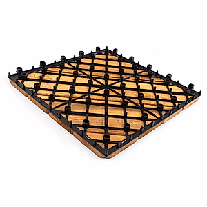 YAMAZING 12”x12” Solid Wood Interlocking Flooring Tiles (Pack of 9), Acacia Hardwood Deck Tiles,Floor Tiles for Both Indoor & Outdoor Use, Waterproof All Weather